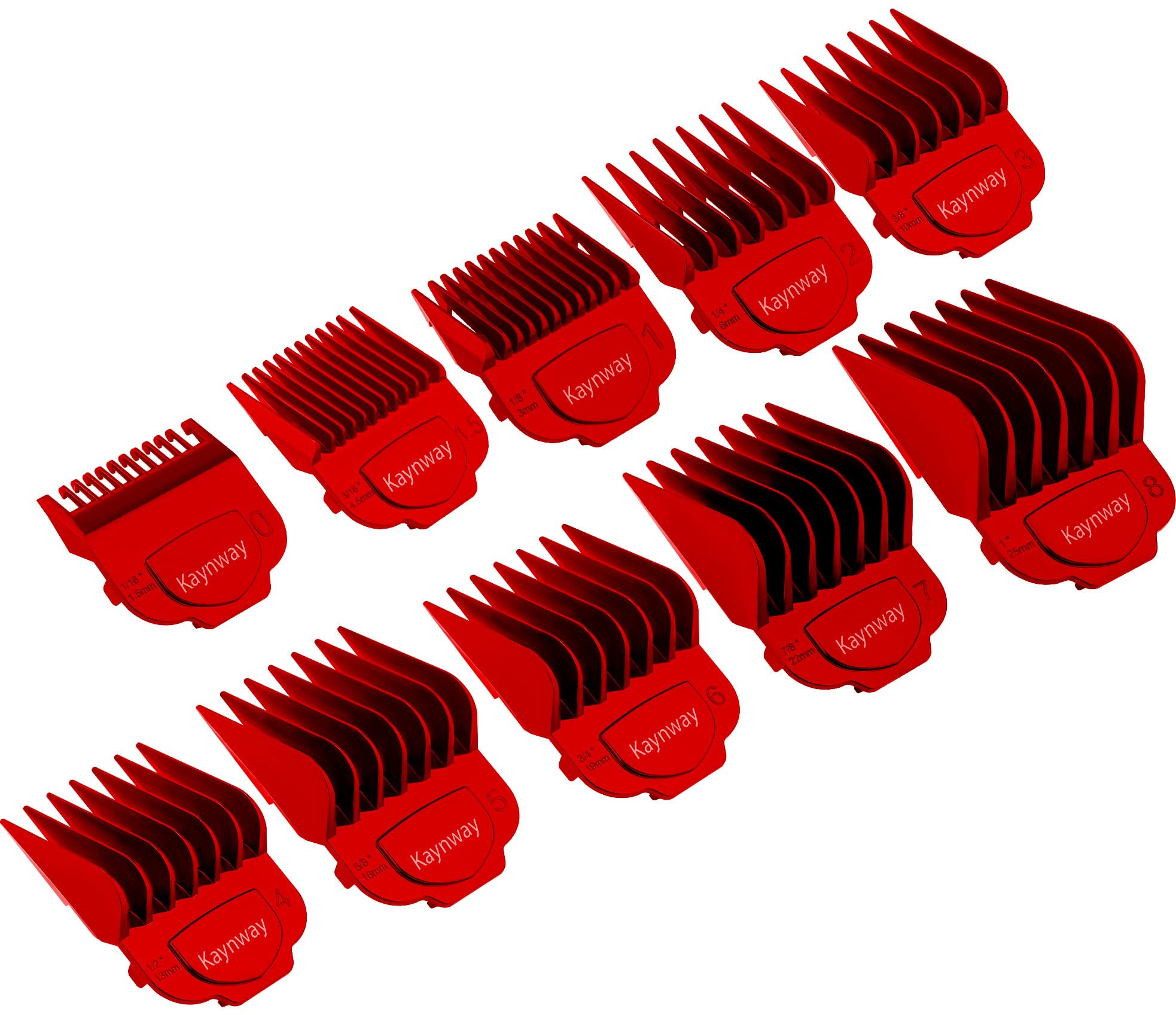 Kaynway for Andis Magnetic Clipper Guards 10PCS, Upgrade Professional Clipper Guard Comb Guides for Andis Master Hair Clippers - 1/16" to 1"(Red)