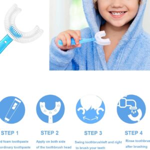 Kids U Shaped Toothbrush,Silicone Soft bristled Baby U-Shaped Cleaning Toothbrush -360° Oral Cleaning Design , Suitable for Children Aged 6-12, are Available 2pcs