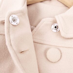 GLIGLITTR Toddler Baby Girl Winter Coat Dress Coat Warm Jacket Long Sleeve Button Trench Coat Kids Peacoat Outwear Clothes(4-5T, Beige)