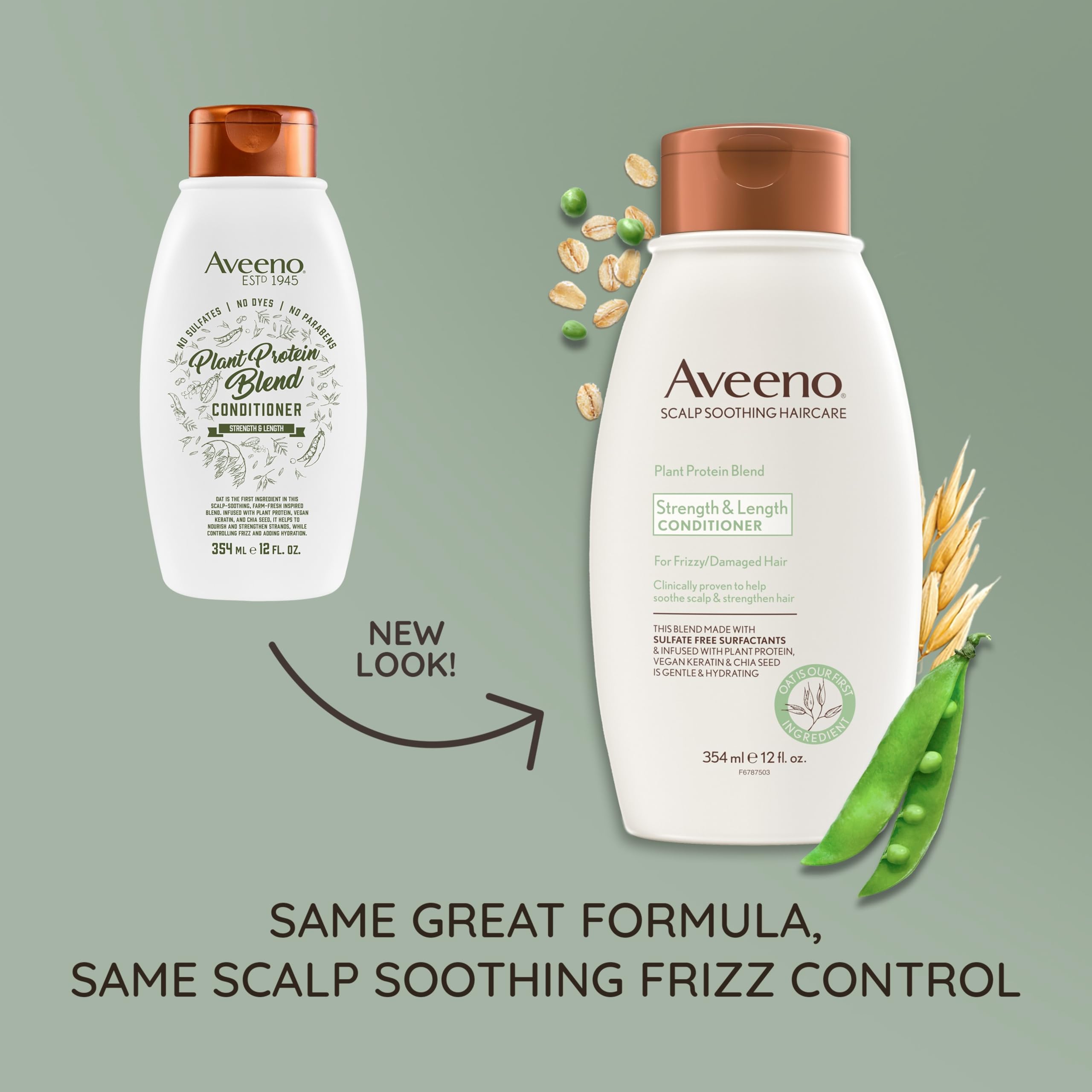 Aveeno Plant Protein Blend Conditioner, for Strong Healthy-Looking Hair, 12 fl oz