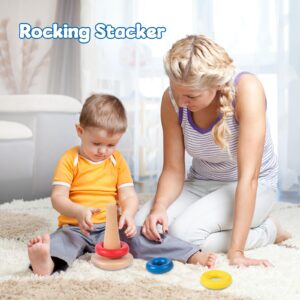 Adena Montessori Baby Toys for 6-12months Rocking Stacker Designed for Toddlers