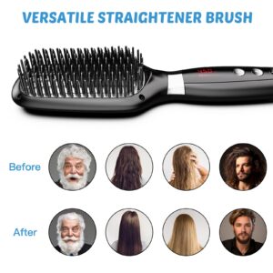 Hair Straightener Brush, Professional Salon Hair Straightening Comb for Women, Negative Ion & 16 Temp Settings & Fast Heating & Anti-Scald Hot Comb for Smooth, Frizz-Free Hair