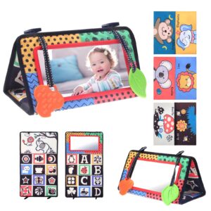 jolie vallÉe toys & home baby mirror toy infant soft book high contrast babies toy touch and feel crinkle book for 0-6months toddler toys (colorful soft toy for baby girl&boy)