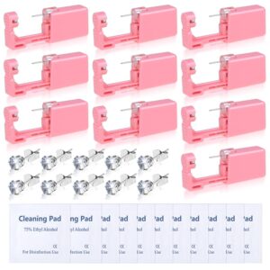 10pcs ear piercing kit, evatage disposable self ear piercing gun kit, nose piercing tools with crystal stud earrings for home salon piercing