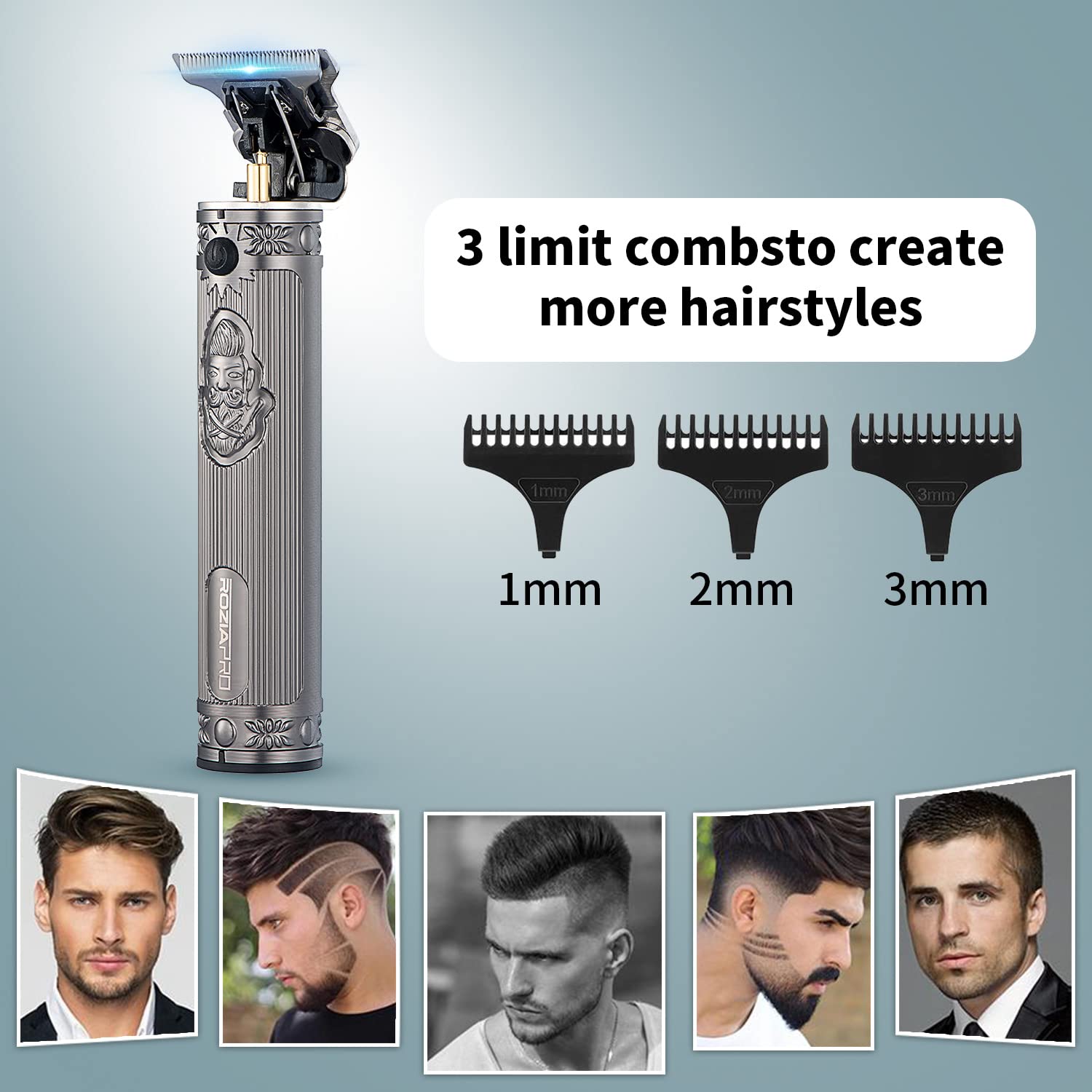 Roziaplus Hair Clippers for Men Zero Gapped Hair Trimmer Cordless Professional Mens Trimmer Electric T Blade Liners Clipper Haircut Rechargeable Hair Edgers Clippers for Barbers