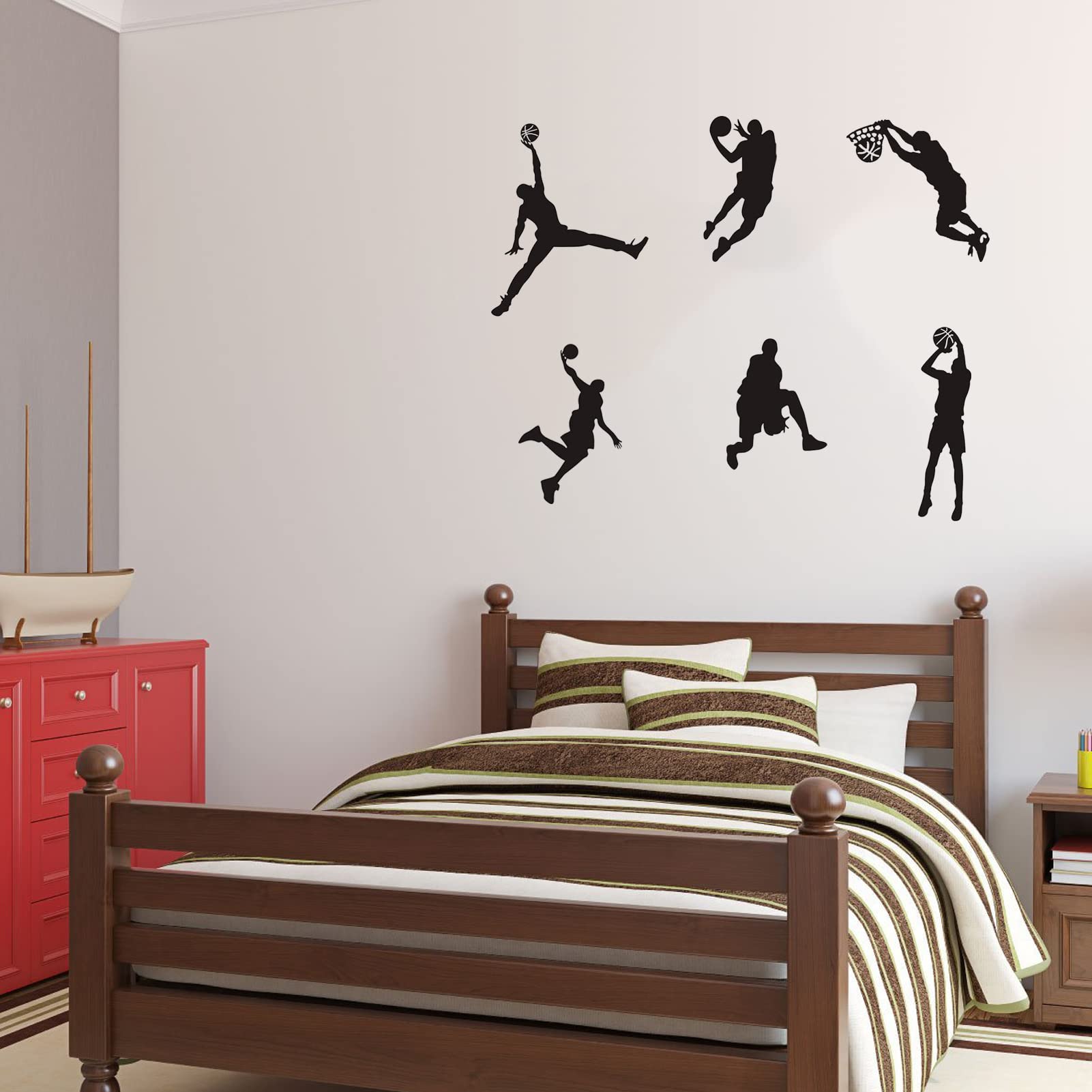 IPOVO Vinyl Wall Sticker Decal for Boy Basketball Wall Decor Posters Murals Window Clings Stickers Decal for Children Nursery Living Room ,Bedroom, Black