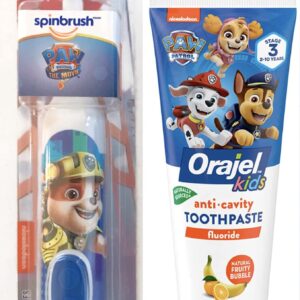 BCE Trends Paw Patrol Electric Toothbrush and Fluoride Toothpaste Set for Kids (Rubble)