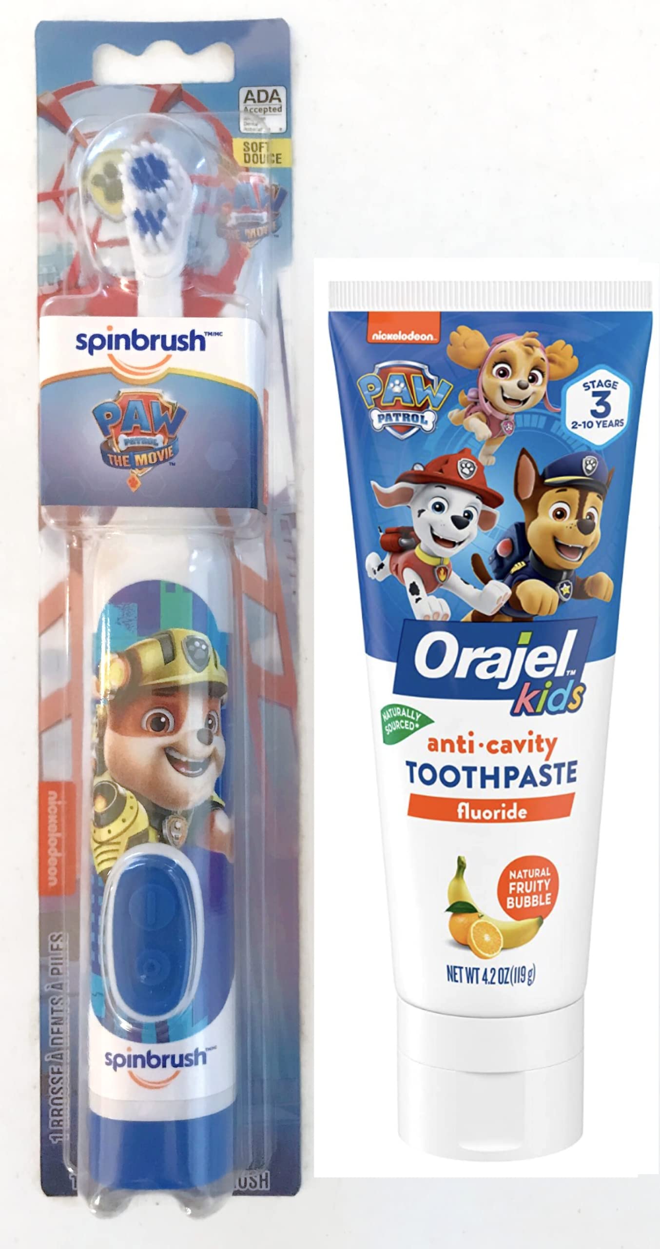 BCE Trends Paw Patrol Electric Toothbrush and Fluoride Toothpaste Set for Kids (Rubble)