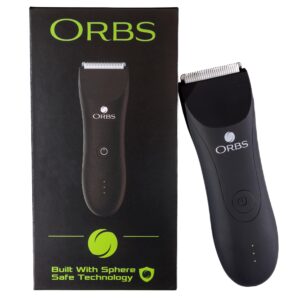 orbs™ electric trimmer for men, premium ball trimmer/shaver for men, waterproof groin and body shaver groomer, replaceable ceramic blade heads,100 min battery life