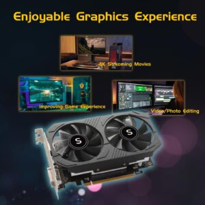 SAPLOS GTX 1050 Ti Gaming Graphics Card, 4GB, 128 Bit, GDDR5, DisplayPort HDMI DVI, Computer GPU, PC Video Cards, Dual Air Cooling, PCI Express x16 3.0, DirectX 12, 8K Displays Support