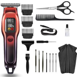 hair beard trimmer for men, professional t liners clippers for men, mens cordless barber clippers, zero gapped grooming hair cutting kit, lcd rechargeable shaver clippers gifts for men, gold