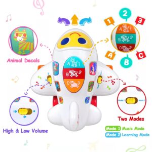 JJKIMAG Baby Toys 6 to12 Months Musical Airplane Crawling Infant Toys with Lights/Universal Moving Educational Toys for 12-18 Month Birthday Toddler Toys for 1 2 3 Year Old Boys Girls, Medium (y123)