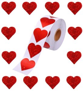 ricluck 500 pieces valentine's day heart stickers, valentines love decorative labels, red heart labels for craft, diy, envelopes, gift decorate for wedding, anniversaries, mother's day, hemflag0024