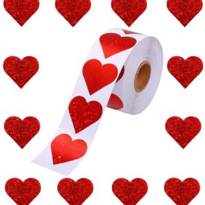 ricluck 500 Pieces Valentine's Day Heart Stickers, Valentines Love Decorative Labels, Red Heart Labels for Craft, DIY, Envelopes, Gift Decorate for Wedding, Anniversaries, Mother's Day, HEMFLAG0024