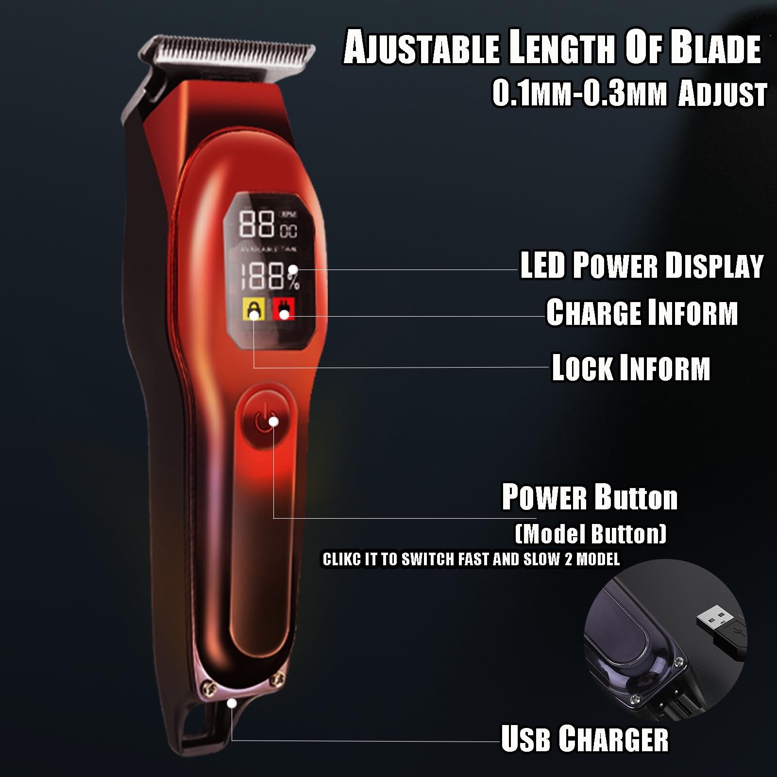 Hair Beard Trimmer for Men, Professional T Liners Clippers for Men, Mens Cordless Barber Clippers, Zero Gapped Grooming Hair Cutting Kit, LCD Rechargeable Shaver Clippers Gifts for Men, Gold