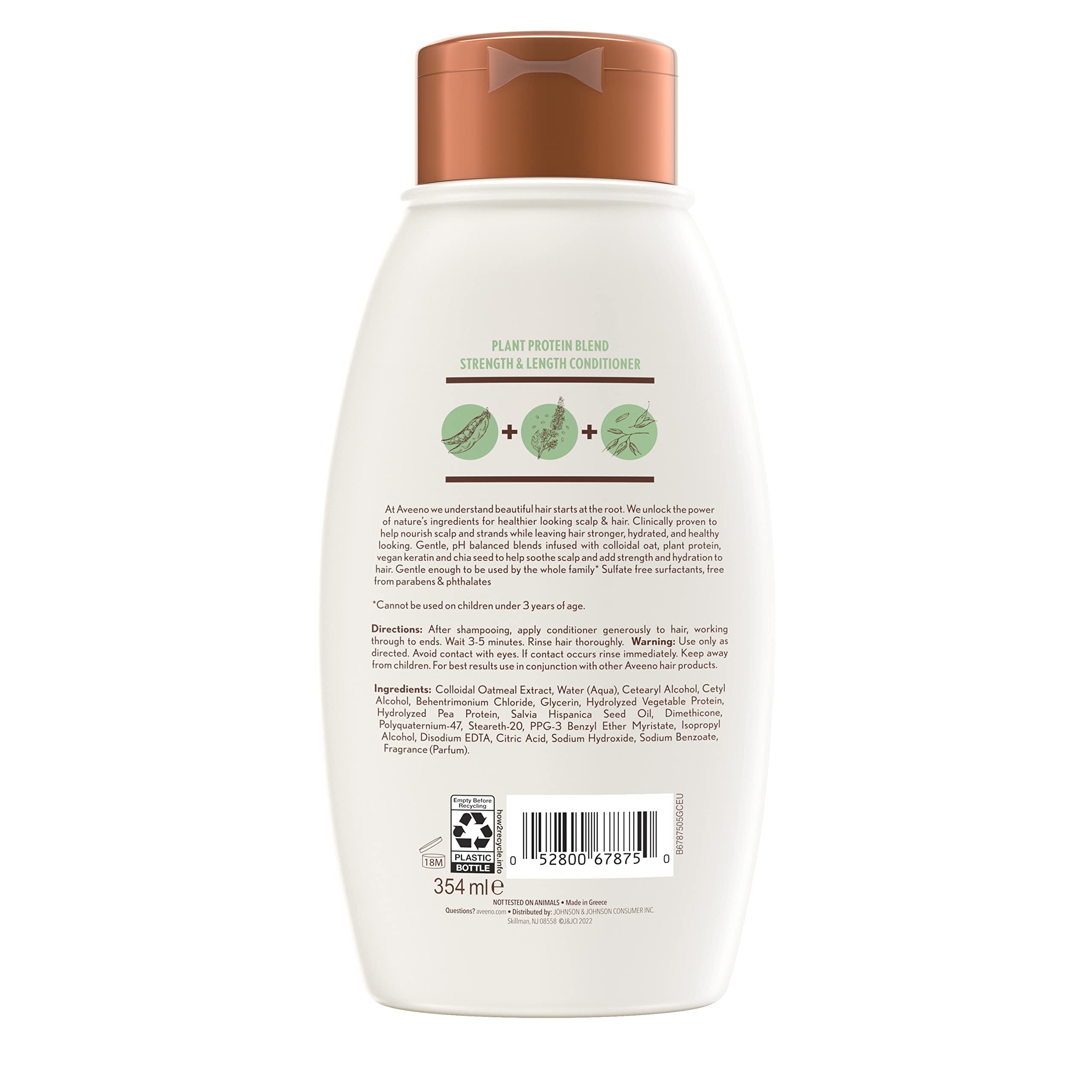 Aveeno Plant Protein Blend Conditioner, for Strong Healthy-Looking Hair, 12 fl oz