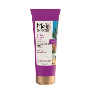 maui moisture frizz free + shea butter elongating gel, hair styling gel for curly hair, 10 oz