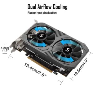 SAPLOS GTX 1050 Ti Gaming Graphics Card, 4GB, 128 Bit, GDDR5, DisplayPort HDMI DVI, Computer GPU, PC Video Cards, Dual Air Cooling, PCI Express x16 3.0, DirectX 12, 8K Displays Support