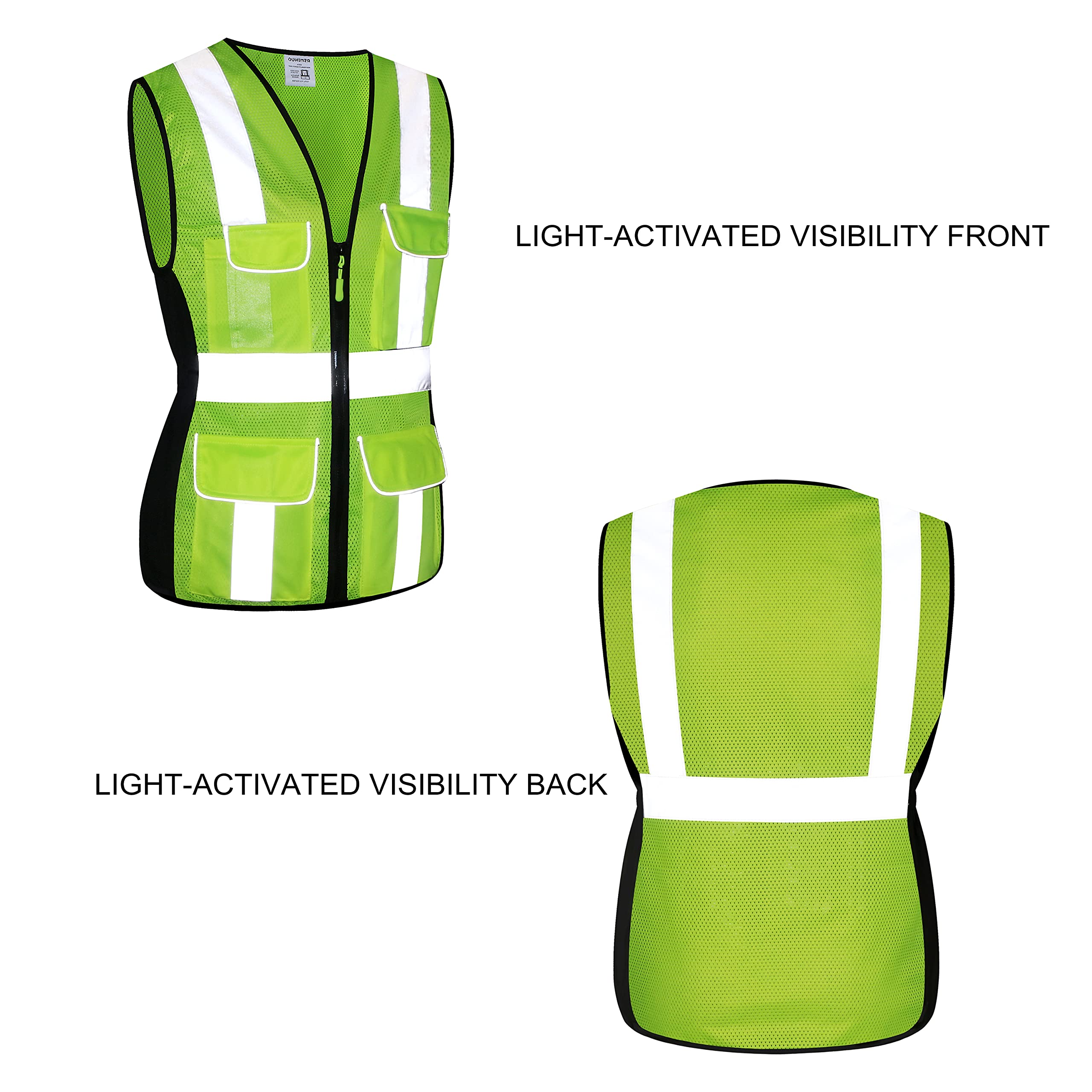 RSMINUO Reflective Safety Vest for Women, High Visibility Mesh Breathable Lady WorkWear with Pockets and Zipper (Yellow, Small)