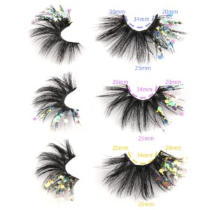 False Eyelashes Dramatic Glitter Lashes Fluffy Drag Queen Mermaid Makeup DIY Lashes Decorative Eyelashes 3 Different Style FANXITON Fake Eyelashes Multipack