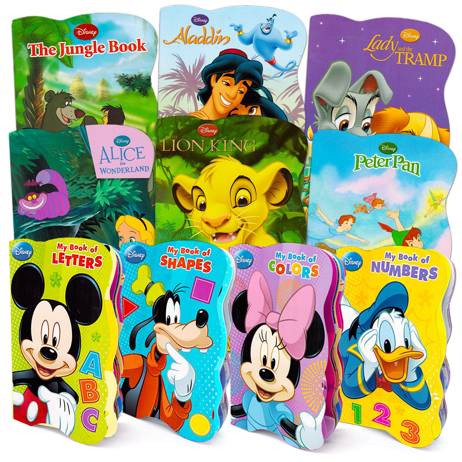 Disney Mickey Mouse Bedtime Stories 10 Book Bundle for Toddlers 1-3 - Disney Board Books for Kids Featuring Mickey, Minnie, Lion King, and More