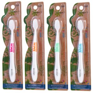 ecofam by focus nutrition earth friendly kids toothbrushes - silver infused soft bristle toothbrush (4 pack)