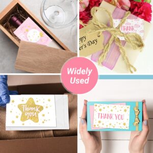 24 Pieces Stars Thank You Cards with Envelopes and Stickers for Baby Shower Party Supplies, Gold Foil Thanks Stickers Starry Delight Thanks Notes Stars Moon Gratitude Cards for Party Favors (Pink)