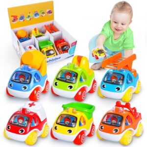 palmatte toy cars for 1 year old boy gifts 6 pack pull back cars for toddlers 1-3 educational baby boy toys for 12-18 months learning car toys for toddlers 1-3 best one year old boy birthday gift