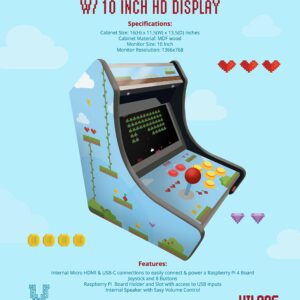 Vilros Tabletop Retro Arcade Cabinet with 10" HD Display - Compatible with Raspberry Pi