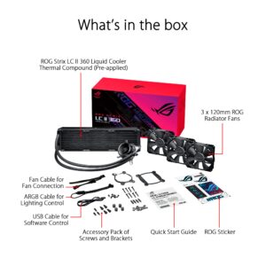 ASUS ROG Strix LC II 360 All-in-one AIO Liquid CPU Cooler 360mm Radiator, Intel LGA1700, 115x/2066 and AMD AM4/TR4 Support,Triple 120mm 4-pin PWM Fans