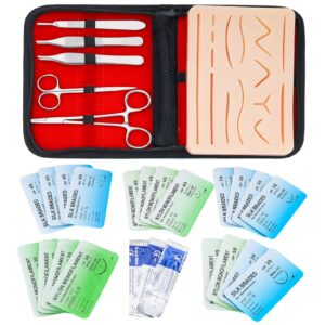 all-in-one suture practice kit training kit for medical, pa, np students, residents, and practicing clinicians, durable silicone suture pad, instruments, with suture training videos for education only