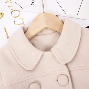 GLIGLITTR Toddler Baby Girl Winter Coat Dress Coat Warm Jacket Long Sleeve Button Trench Coat Kids Peacoat Outwear Clothes(4-5T, Beige)