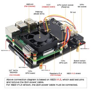 Geekworm NASPi V2.0 2.5 inch SATA HDD/SSD NAS Storage Kit + 20W 5V 4A Power Supply with Safe Shutdown Function for Raspberry Pi 4 Model B(Not Include Raspberry Pi 4)