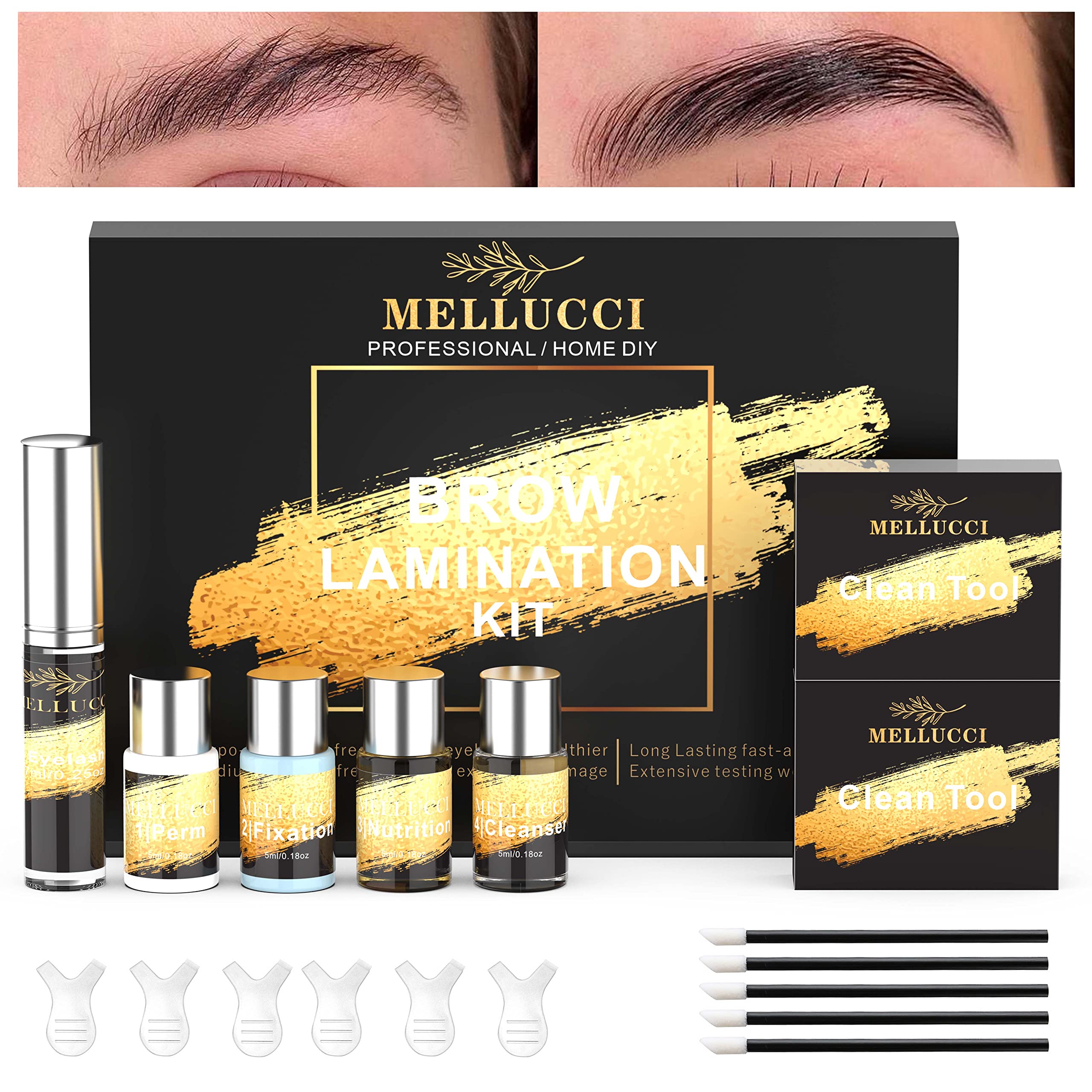 MELLUCCI Eyebrow Lamination Kit Professional Brow Perm Kit for DIY Use at Home Long Lasting