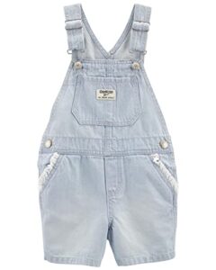 oshkosh b'gosh girls' world's best overalls, denim eyelet, 18 months