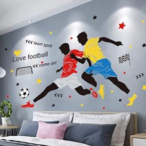 KeLay Fs 3D Soccer Football Player Wall Decals Stickers, Football Soccer Wall Stickers Decors for Boys Room Bedroom Decor (3D Soccer Players)