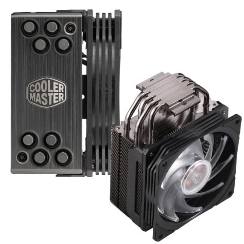 Cooler Master Hyper 212 RGB CPU Air Cooler with SF120R PWM Fan, Gun-Metal Nickel Fins, 4 Copper Heat Pipes - For AMD Ryzen & Intel LGA1700/1200/1151