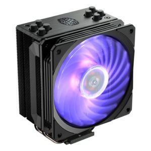 cooler master hyper 212 rgb cpu air cooler with sf120r pwm fan, gun-metal nickel fins, 4 copper heat pipes - for amd ryzen & intel lga1700/1200/1151