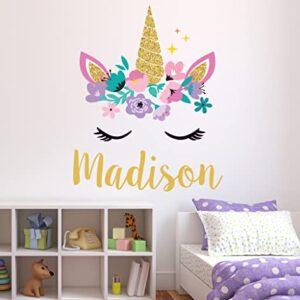 Kyle Cornhole Unicorn Wall Decals Custom Name Wall Decal Unicorn Wall Art with Name Kids Nursery Girls Room Custom Name Unicorn Wall Art Unicorn Name Wall Decor Vinyl (LN03)