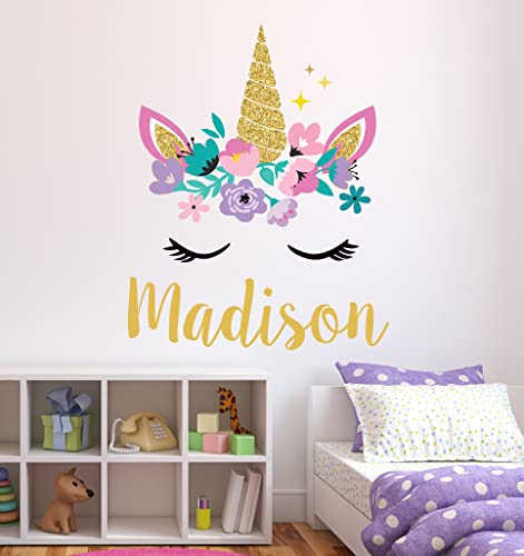 Kyle Cornhole Unicorn Wall Decals Custom Name Wall Decal Unicorn Wall Art with Name Kids Nursery Girls Room Custom Name Unicorn Wall Art Unicorn Name Wall Decor Vinyl (LN03)