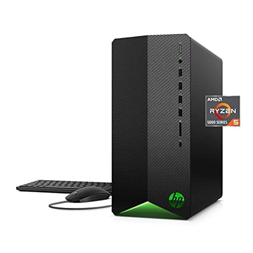 HP Pavilion Gaming Desktop Computer AMD 6-Core Ryzen 5 5600G Processor 8GB RAM 256GB SSD AMD Radeon RX5500 4 GB Win 10 Home, Black (Renewed)