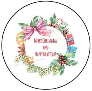 1.5" inch merry christmas happy new year stickers - merry christmas stickers - happy new year stickers envelope seals labels - d #aa61rk (30 pcs)