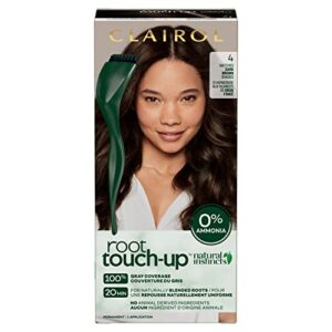 clairol root touch-up by natural instincts permanent hair dye, 4 dark brown hair color, pack of 1