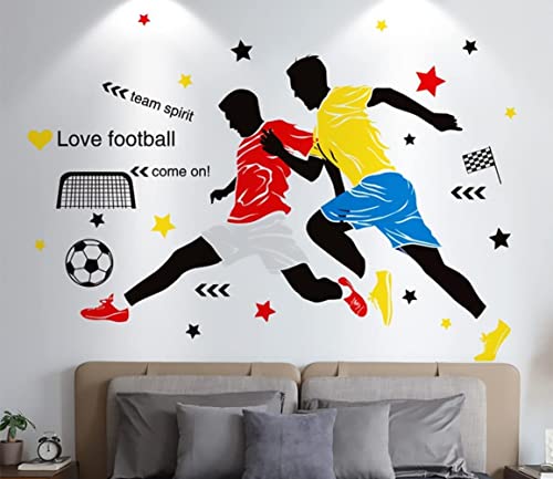 KeLay Fs 3D Soccer Football Player Wall Decals Stickers, Football Soccer Wall Stickers Decors for Boys Room Bedroom Decor (3D Soccer Players)