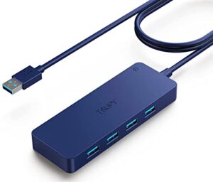 usb 3.0 hub 7 usb port,tsupy usb hub with 3.3ft extended cable 5gbps usb 3.0 data hub 8 in 1 usb splitter powered charging hub multiport usb extension for mac pro/mini, xps, surface pro,ps5,laptop