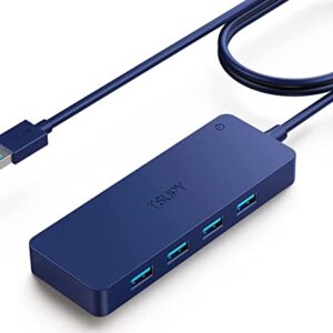 USB 3.0 HUB 7 USB Port,TSUPY USB HUB with 3.3FT Extended Cable 5Gbps USB 3.0 Data HUB 8 in 1 USB Splitter Powered Charging HUB Multiport USB Extension for Mac Pro/Mini, XPS, Surface Pro,PS5,Laptop