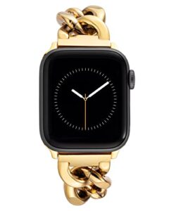 anne klein fashion chain bracelet for apple watch, secure, adjustable, apple watch replacement band, fits most wrists (38/40/41mm, gold),wk-1016gpgp, gold-tone