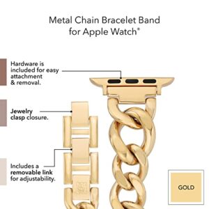 Anne Klein Fashion Chain Bracelet for Apple Watch, Secure, Adjustable, Apple Watch Replacement Band, Fits Most Wrists (38/40/41mm, Gold),WK-1016GPGP, Gold-Tone