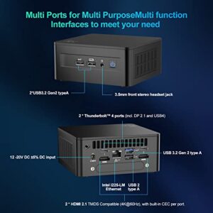 GEEK+ NUC 13 Pro NUC13ANHi7 Arena Canyon Mini PC, Core i7-1360P, 8GB RAM, 256GB SSD, Mini Computer Win 11 Pro für Business Home Office, Unterstützung 8K/4K Quad Display/WiFi 6E/BT 5.3/Thunderbolt 4