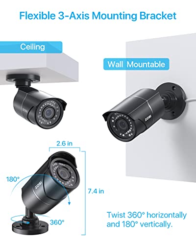 ZOSI 5MP 3K Add-on Security POE Camera, 2880 x 1620 Indoor Outdoor Bullet IP Camera, 120ft Night Vision, 3.6mm Lens, 95°View Angle, IP66 Weatherproof (Only Work with ZOSI PoE NVR)